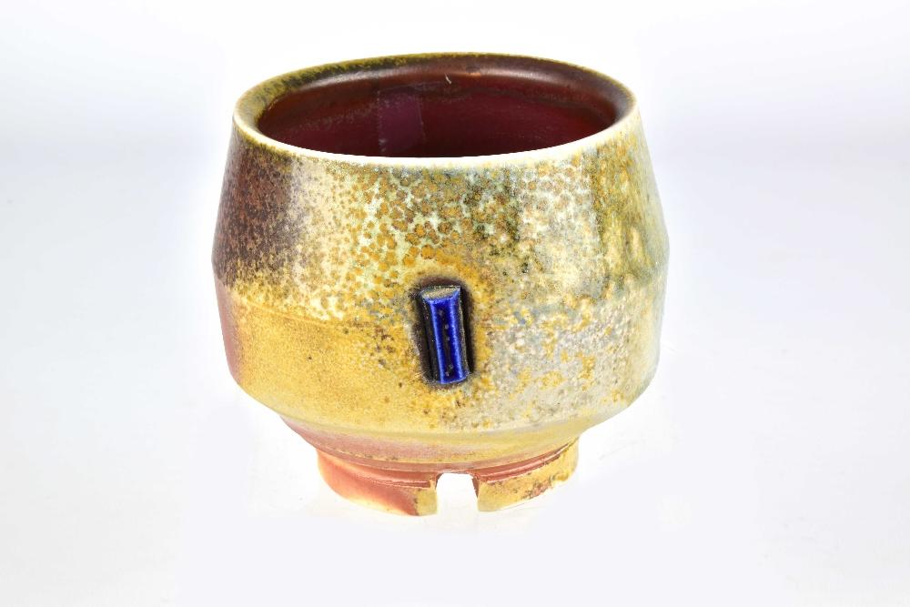 LEE REXRODE; a wood fired stoneware teabowl with blue 'incisor ...