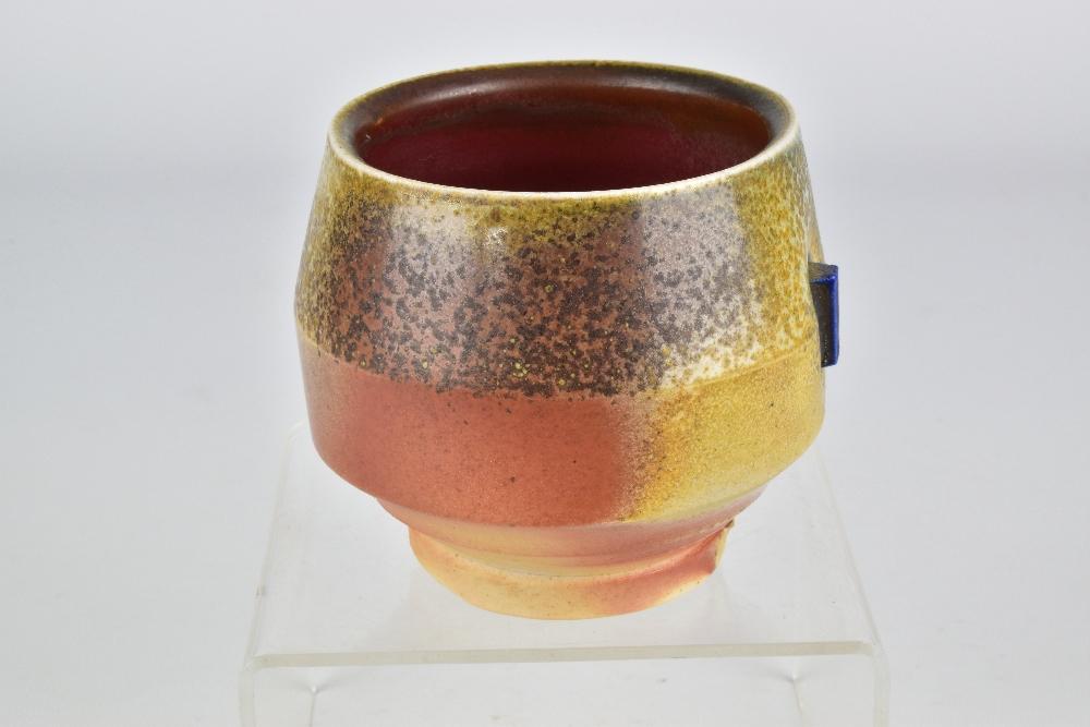 LEE REXRODE; a wood fired stoneware teabowl with blue 'incisor ...