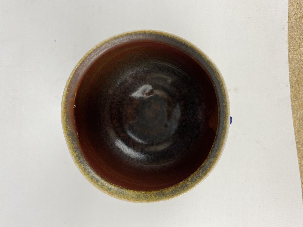 LEE REXRODE; a wood fired stoneware teabowl with blue 'incisor ...