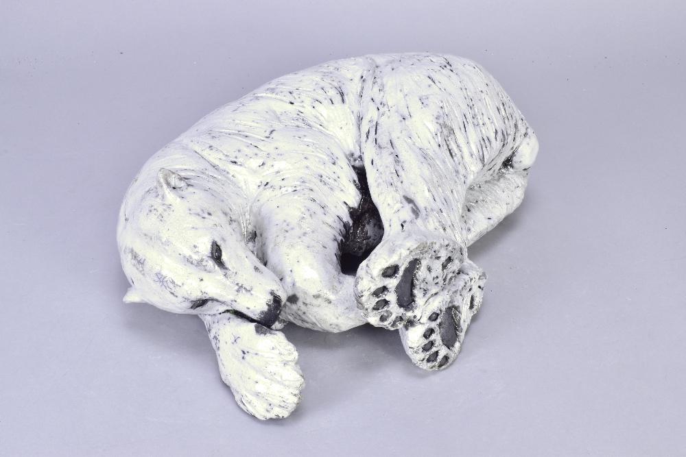 NICK MACKMAN (born 1972); a raku sculpture, 'Polar Bear Sleeping ...