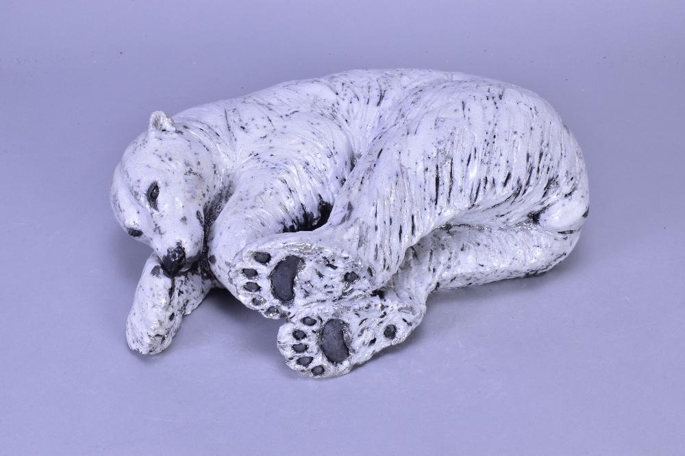 NICK MACKMAN (born 1972); a raku sculpture, 'Polar Bear Sleeping ...