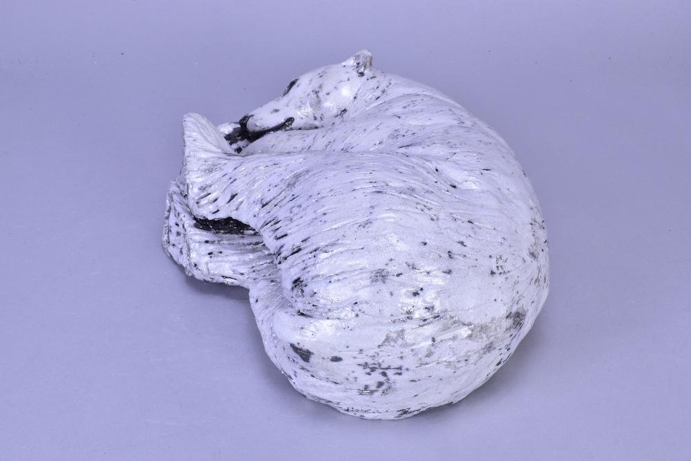 NICK MACKMAN (born 1972); a raku sculpture, 'Polar Bear Sleeping ...
