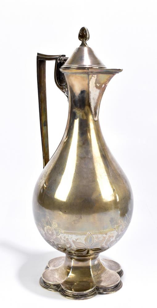 FREDERICK ELKINGTON; a Victorian hallmarked silver ewer with chased ...