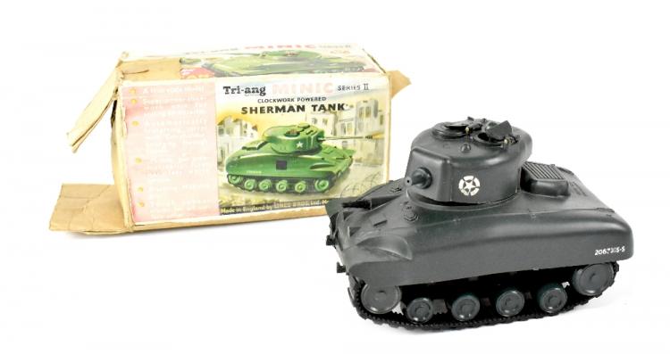 A boxed Tri-ang Minic Series 2 clockwork powered Sherman Tank, made in ...