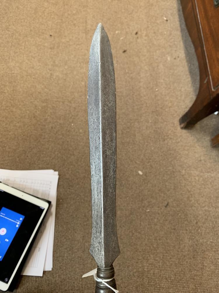 A pike with tempered blade and on ebonised shaft, length 96cm ...