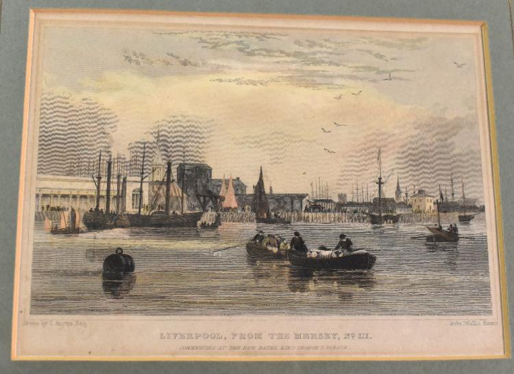 A set of five 19th century Liverpool-related hand coloured engravings ...