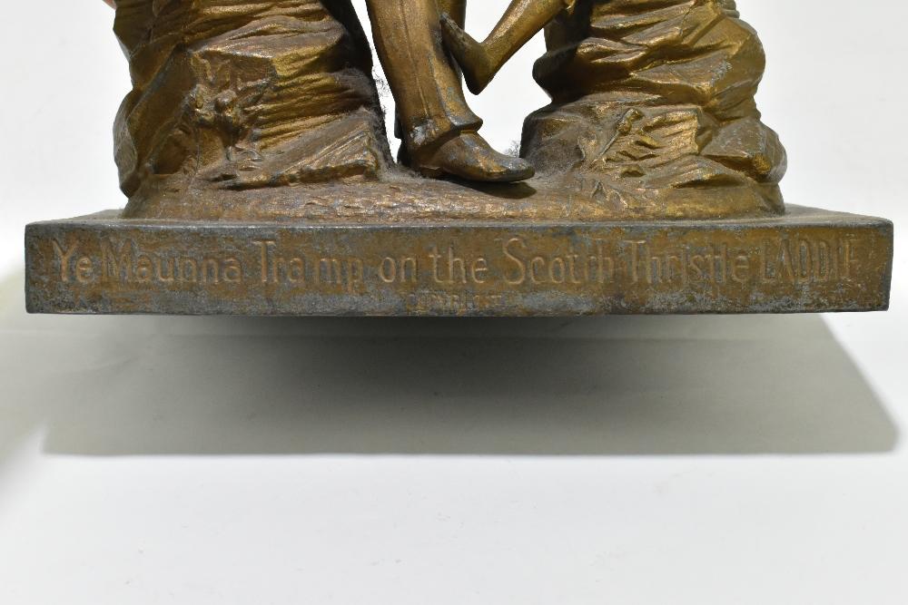 A Scottish cast patinated figure group after the original titled 'Ye ...