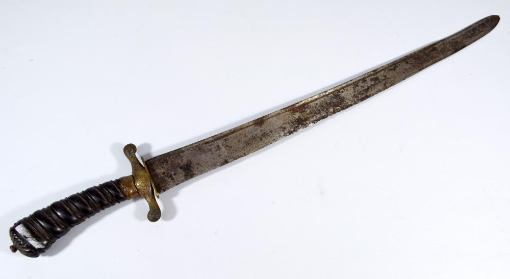 A late 18th century European hunting sword, with wrythen carved pommel ...