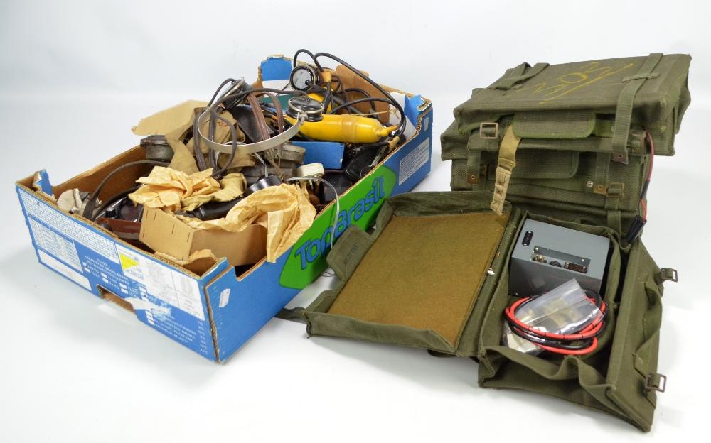 A collection of Morse code equipment including a number of keys ...