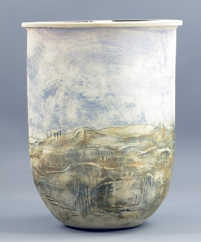 PETER CLOUGH (born 1944); 'Wide Moor', a large grogged porcelain form ...