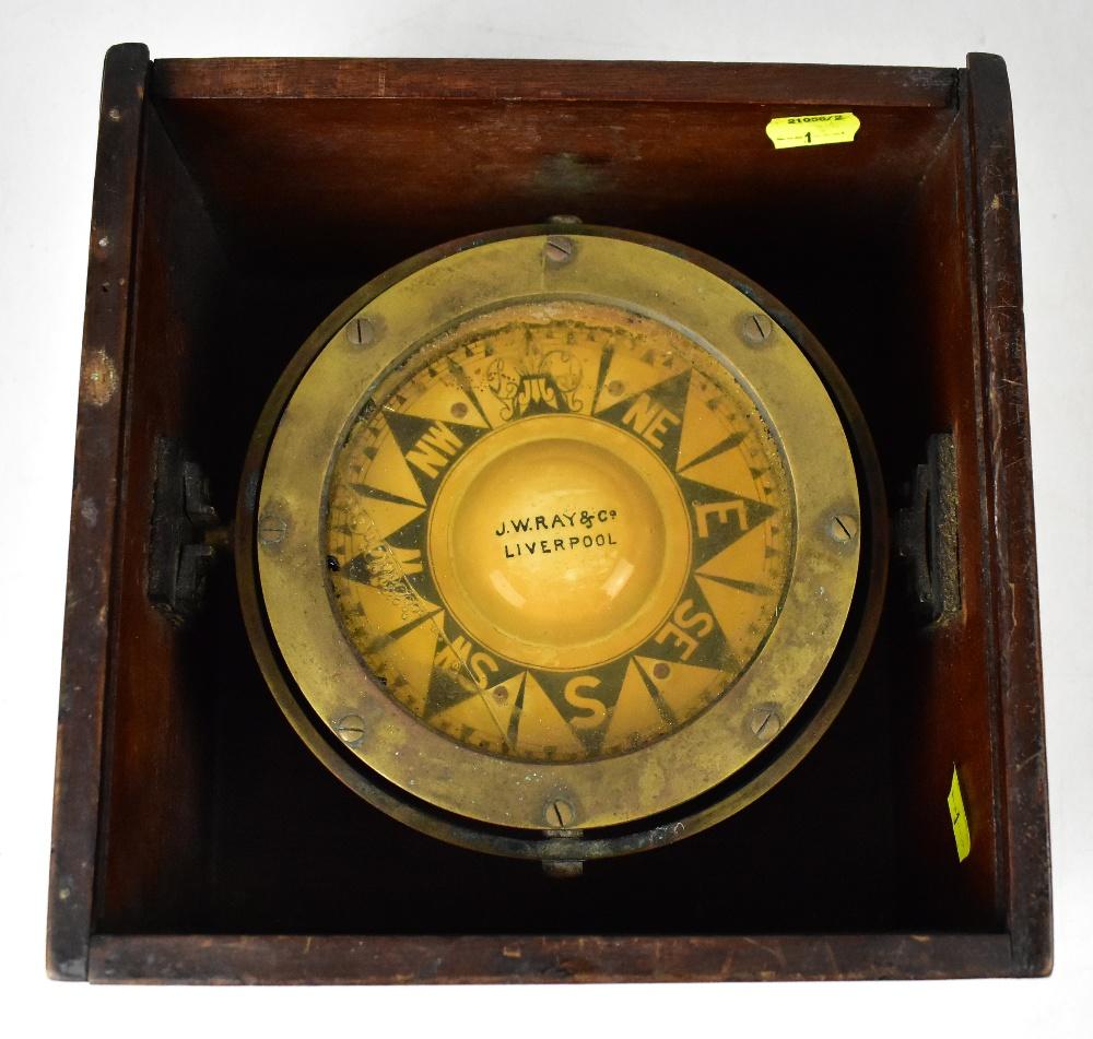 An oak boxed J W Ray & Co Liverpool ship's compass. | Adam Partridge