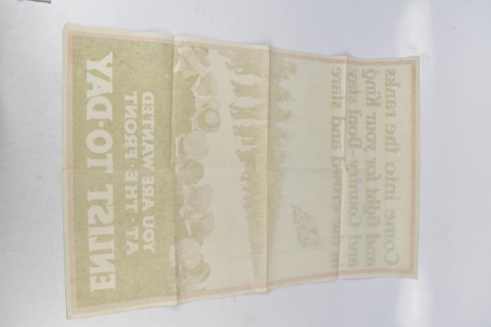 A WWI recruitment poster 'Come in to the ranks and fight for your King ...