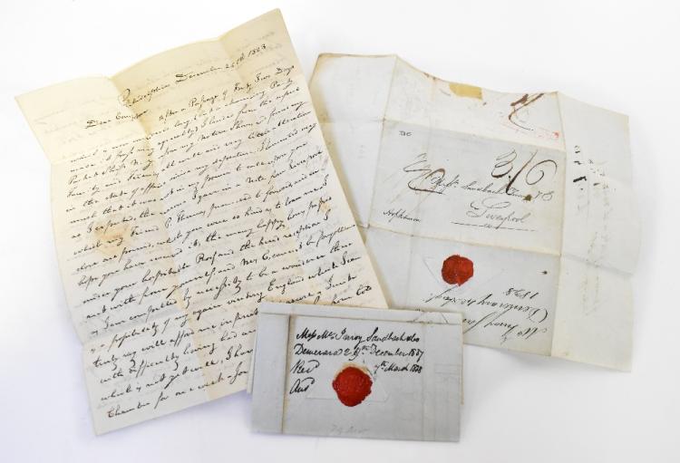 A fine and rare collection of sixty early 19th century ship's letters ...