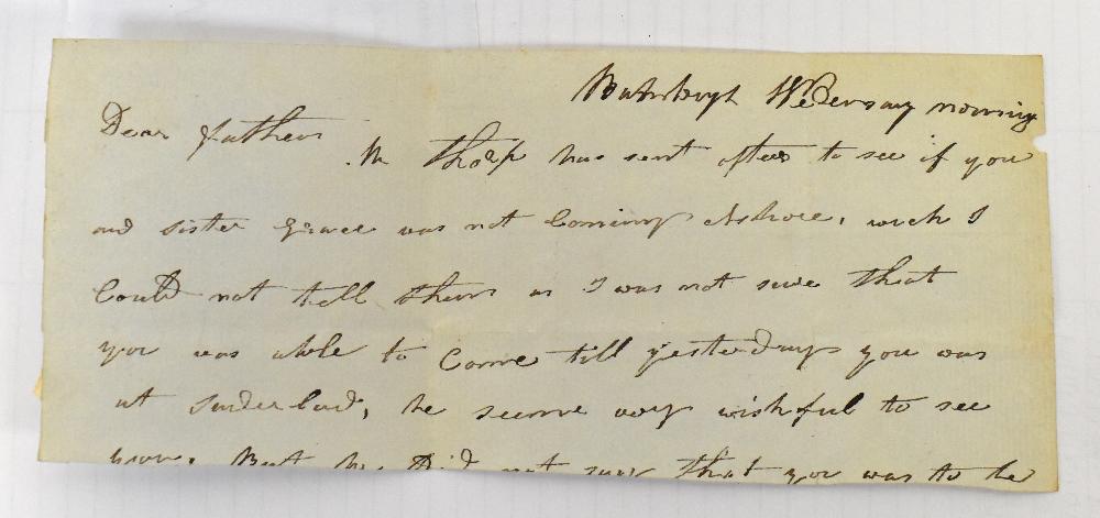 GRACE H DARLING; a letter addressed to her father, dated January 11th ...