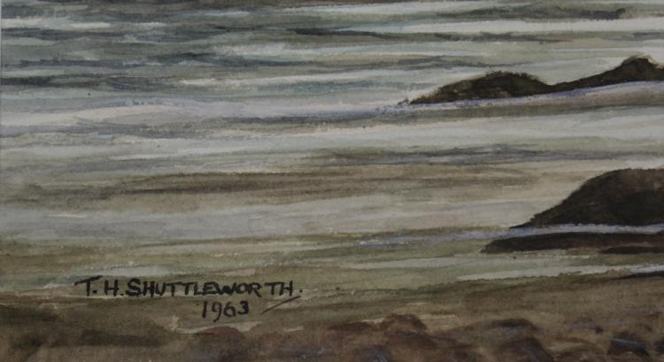 THOMAS H SHUTTLEWORTH (20th century); watercolour, figural landscape ...