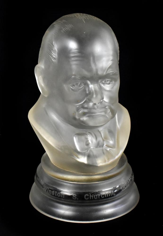 WEBB CORBETT; a limited edition glass bust of Sir Winston Churchill ...