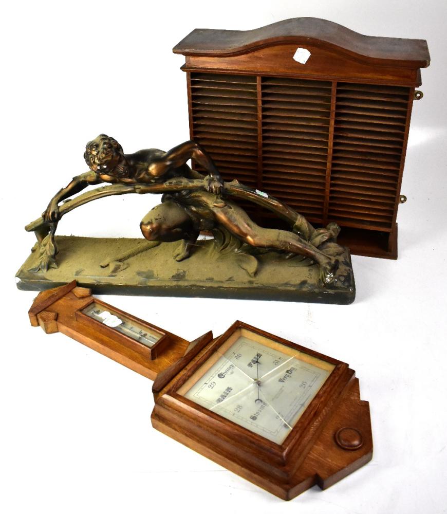 A Lancaster & Thorpe Ltd mid-20th century barometer, with square ...