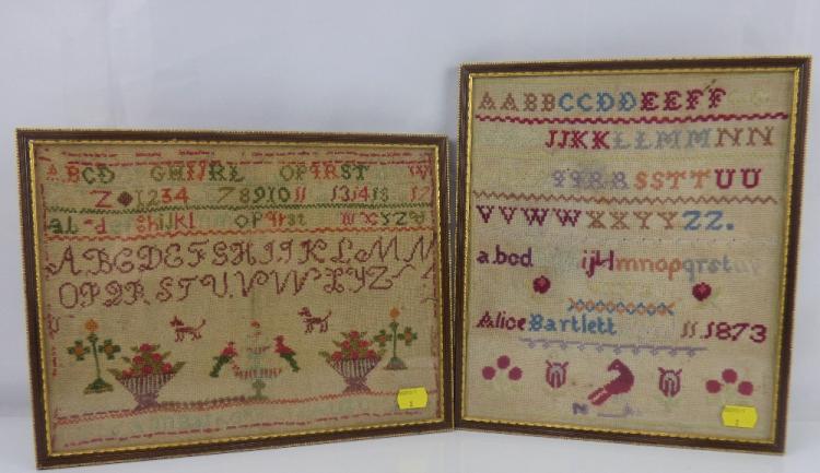Two 19th century alphabet samplers, one - auctions & price archive
