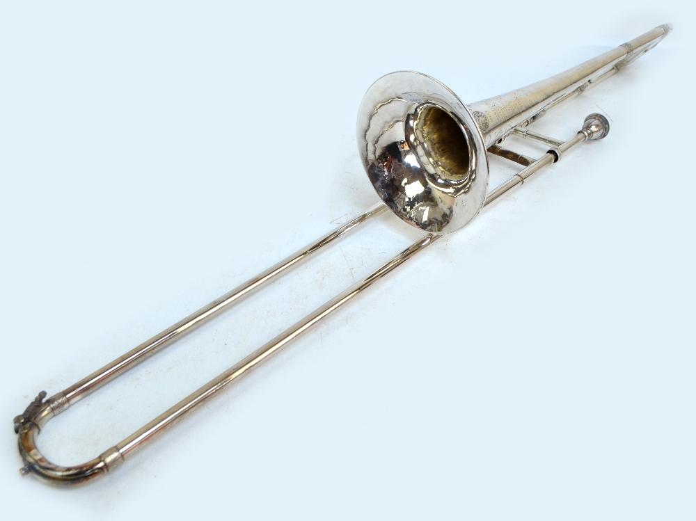 A silver plated J. Higham Ltd of Manchester French trombone, no.57201 ...