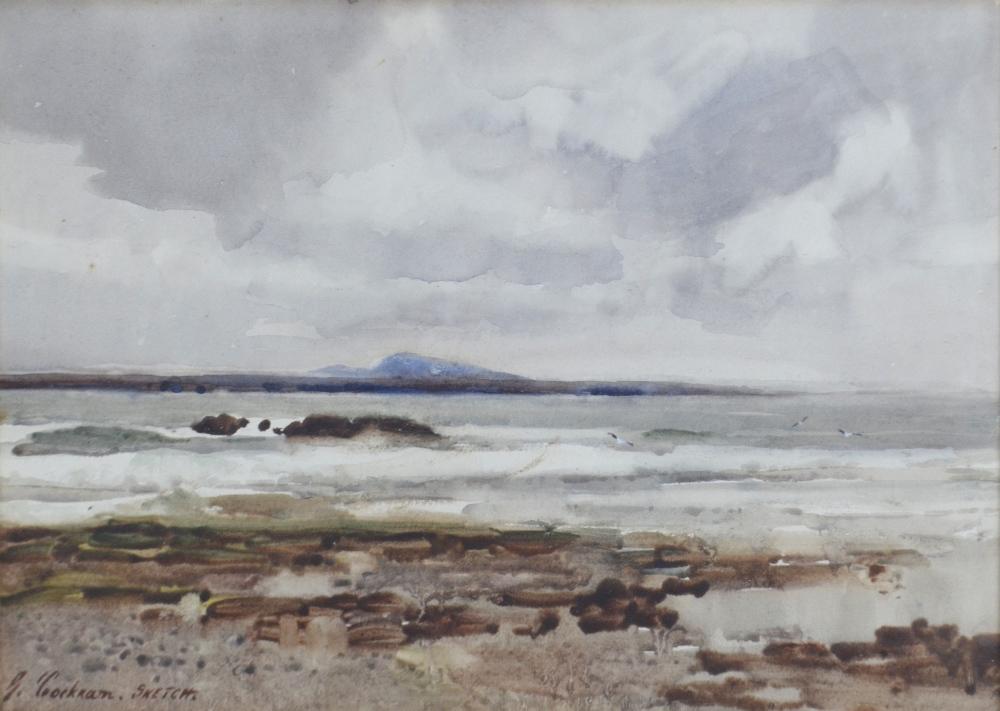GEORGE COCKRAM (1861-1950); watercolour sketch, view of Holyhead ...