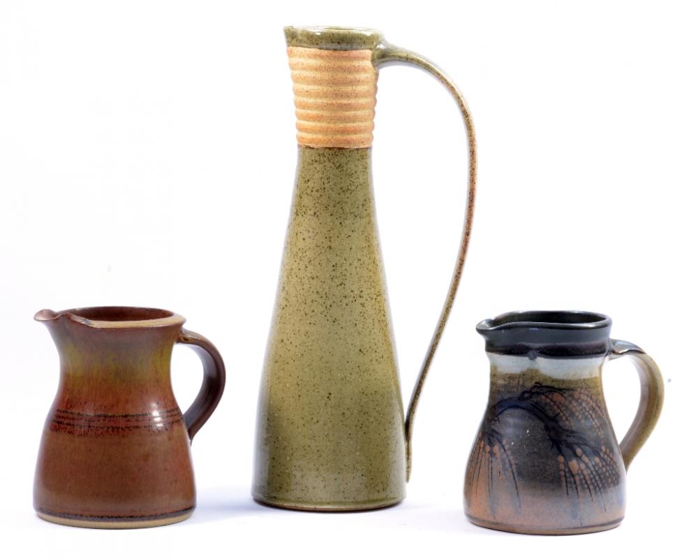 A group of stoneware jugs including David Eeles and Alan Brunsdon ...
