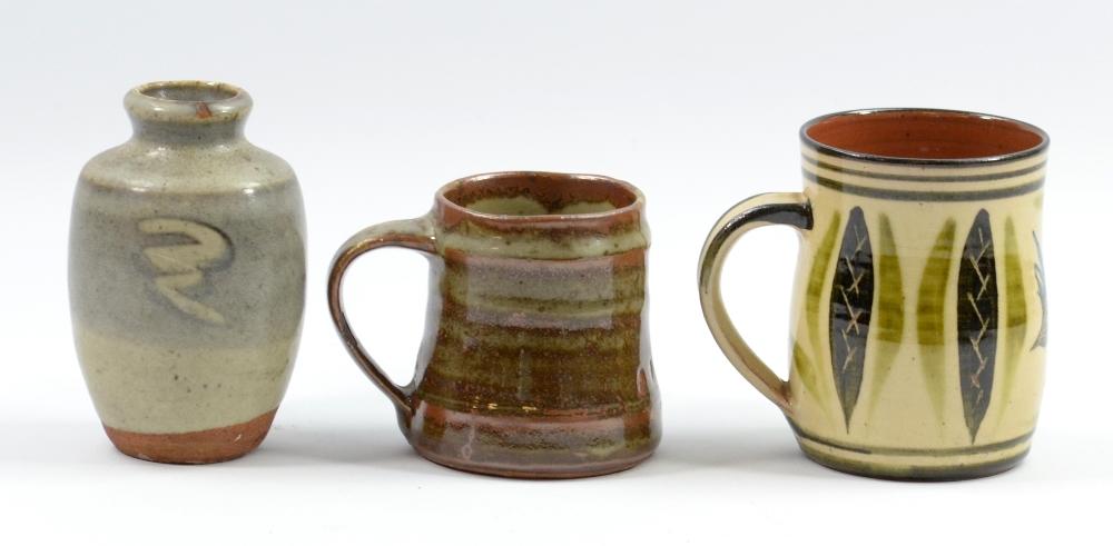 Leach Pottery; a small stoneware vase, incised PI and pottery marks ...