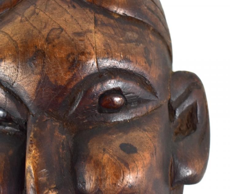 An early 20th century Naga headhunter's skull head taking status mask ...